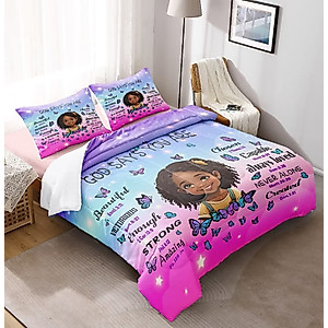 GRAT TIOC Black Girl Comforter Set Twin for Kids Teens,God Says You are Comforter Set for Black Women,Black Girl Magic Bedding Set,African American Girl Bed Bedroom Set