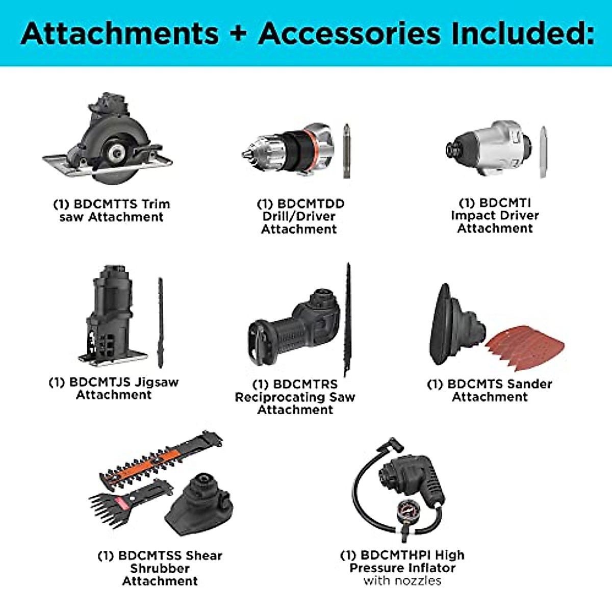 BLACK+DECKER MATRIX 20V MAX Power Tool Kit, Includes Cordless Drill, 12 Attachments and Storage Case (BDCDMT1212KITC1)