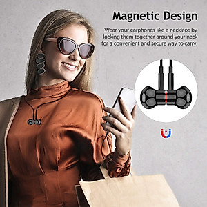 ACAGET 3.5mm Headphones Black + White 2 Pack Wired 3.5mm Earbuds for iPhone 6S Plus 6 5S Noise Cancelling Earphones Magnetic Headset for Samsung Galaxy S10 S9 A23 A13 A32 A52 OnePlus 6 5T