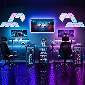 MOTPK Gaming Desk L Shaped, Small Corner Desk with Storage Shelf & Power Outlets, Computer Desk with Monitor Shelf, L Shaped Desk with Carbon Fiber Surface, Gamer Desk Gaming Table, Black, 39 Inch
