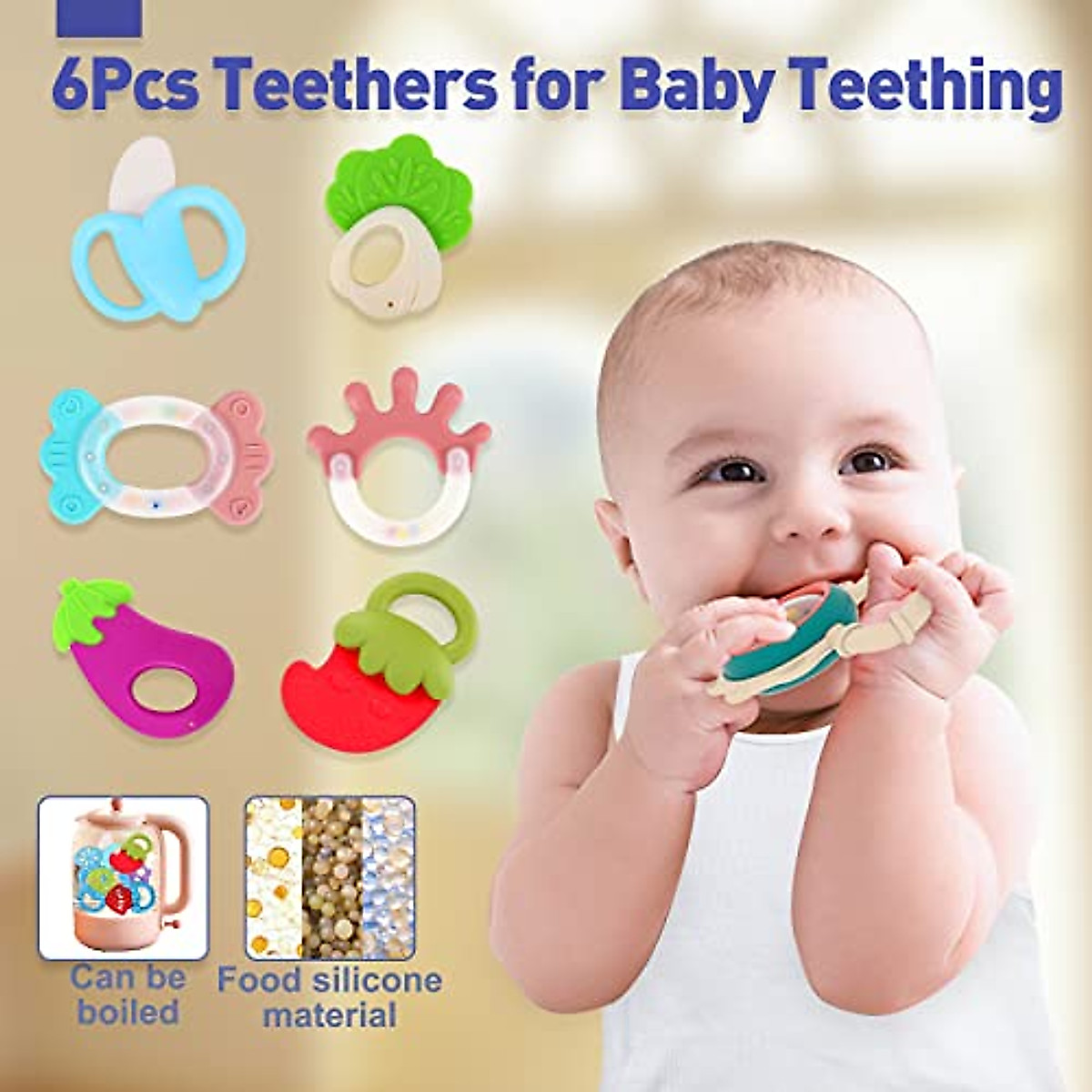 AZEN 20PCS Baby Toys 6 to 12 Months, Teething Toys for Babies 0-6 Months, Baby Toys 0-3 3-6 Months, Newborn Infant Toys 0-6 Months, Baby Rattles 0-6 Months