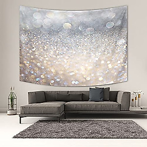 Axayaz Silver Glitter Wall Tapestry 80x60 Inch Diamond Sparkle Shine Stars Glamour Backdrop Hanging Polyester Home Decor for Bedroom Living Room Dorm