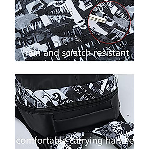 Lmeison Anime Cartoon Luminous Backpacks, Cool Bookbag for Boys Waterproof School Bag with USB Charging Port for Middle High School Unisex 15.6in Laptop Backpack for Student, Trend Graffiti Grey