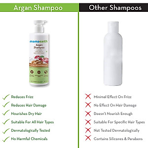 Mamaearth Argan Shampoo with Apple Cider Vinegar | Volumizing Anti Frizz Solution | Hydrating for Dry & Damaged Hair | Sulfate Free | 8.45 Fl Oz (250ml)