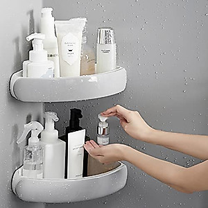 TOPHOME Triangular Corner Shower Rack Shower Caddy Corner Shelf Shower Basket Wall Mounted Shower Holder Organizer Storage Basket Rack for Bathroom Kitchen Toilet Dorm-NO-Drilling