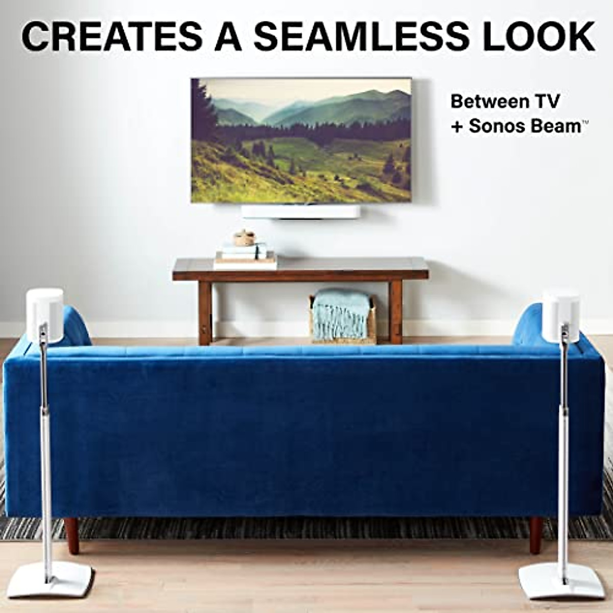 Sanus Soundbar Mount for Sonos Beam - Height Adjustable Up to 12" & Designed to Work with Any TV - Custom Fit to The Beam for Optimal Audio Performance