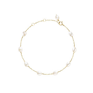 COMOTO Pearl Bracelet for Women 14K Gold Filled Freshwater Cultured Pearl Handmade Bracelet Tin Cup Pearl Bracelet Jewelry,7.0"+0.5"+0.5"