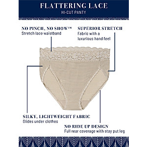 Vanity Fair Women's Flattering Lace Panties: Lightweight & Silky with Superior Stretch, White, 7