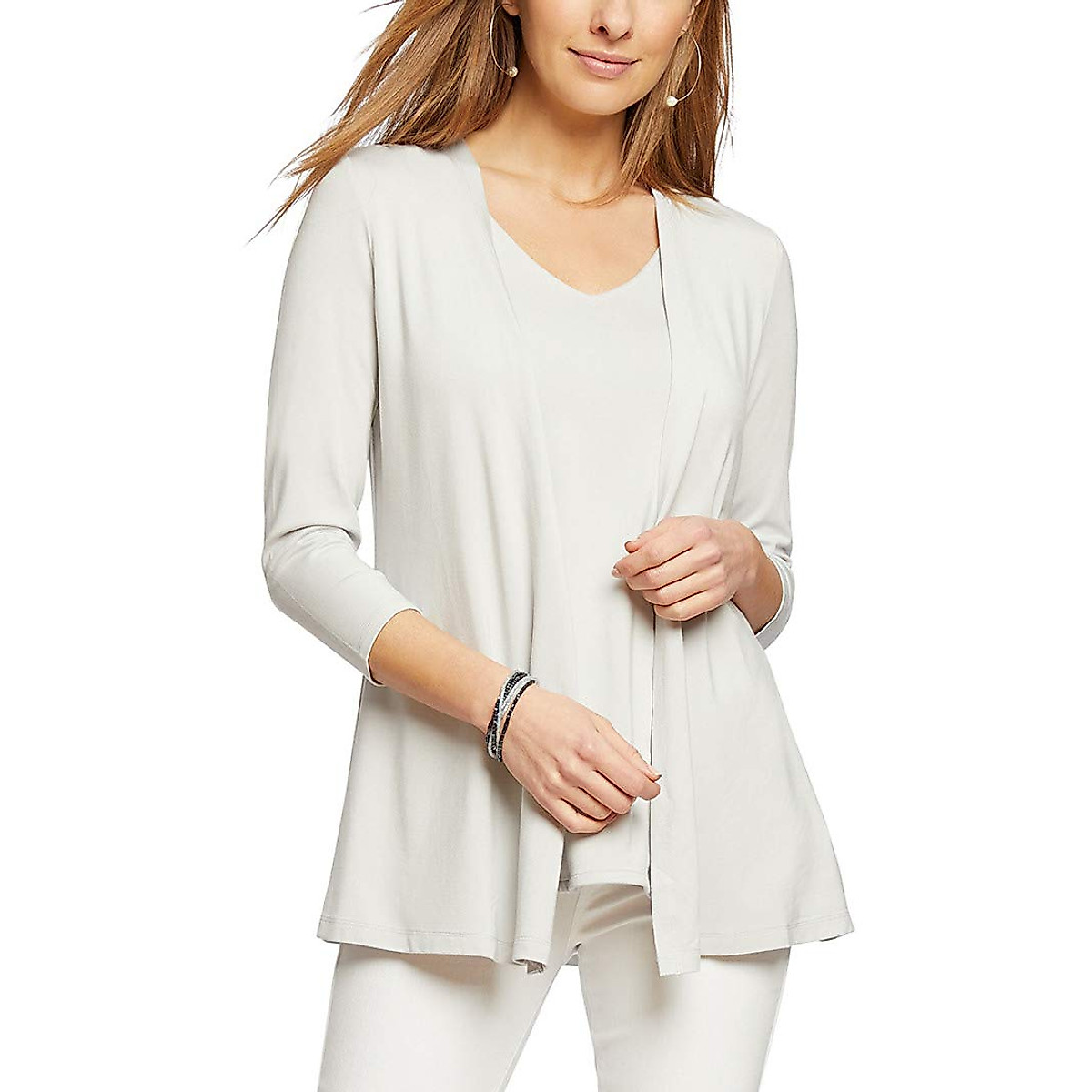 NIC+ZOE Women's Ease and Comfort Cardy, Silver Wisp, Extra Small