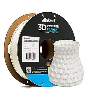 Inland Matte PLA Filament for 3D Printers, White - 3D Printing Matte PLA 1.75mm Roll, 1kg Cardboard Spool (2.2 lbs) - Dimensional Accuracy +/- 0.03mm – Fits Most FDM/FFF Printers (Matte White)