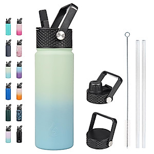 BJPKPK Insulated Water Bottles with Straw Lid, 22oz Cold & Hot Thermos, Stainless Steel Metal Water Bottle with 3 Lids, Reusable Thermos, Cups, Mugs for Daily Use-Mint