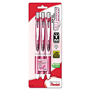 Pentel® EnerGel® RTX Retractable Liquid Gel Pens, Medium Point, 0.7 mm, 54% Recycled, Assorted Barrel Colors, Black Ink, Pack Of 3 Pens