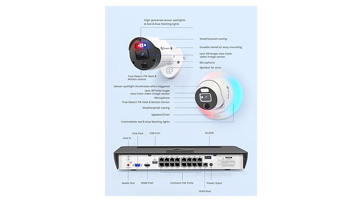 Swann 12MP 6K HD Security System: 16-Ch NVR & PoE Cams