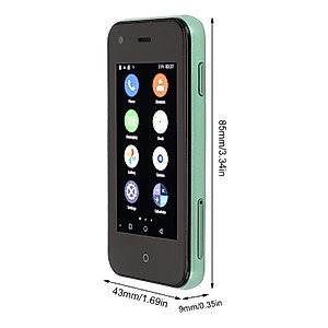 D18 Mini Phone, 2MP Rear 0.3MP Front 1GB RAM 8GB ROM 2.5 Inch High Definition Screen 3G Mini Smartphone One Piece for Work (Green)