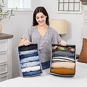 ZMVM – 2pk Closet Organizers and Storage – Foldable Clothes Organizer –Wardrobe Clothes Organizer with PP Board – Washable Clothes Organizer for Folded Clothes – 7 Grid Medium Pants Organizer (2pcs)