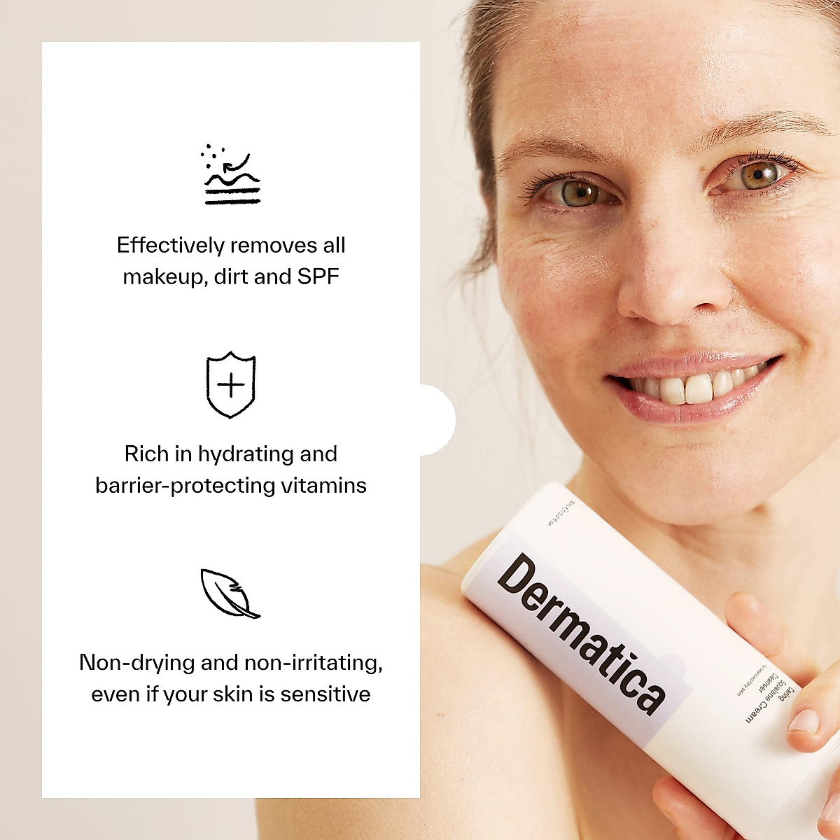 Dermatica Caring Squalane Cream Cleanser I Daily Wash For Dry or Combination Skin Types (150ml)