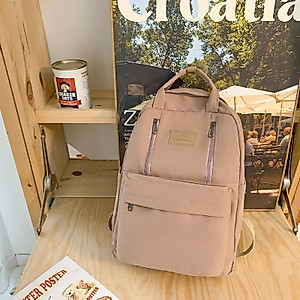 GAXOS Cute Backpack for School Aesthetic Backpack Purse for Women Girls Pink Book Bag Korea Style Bookbag