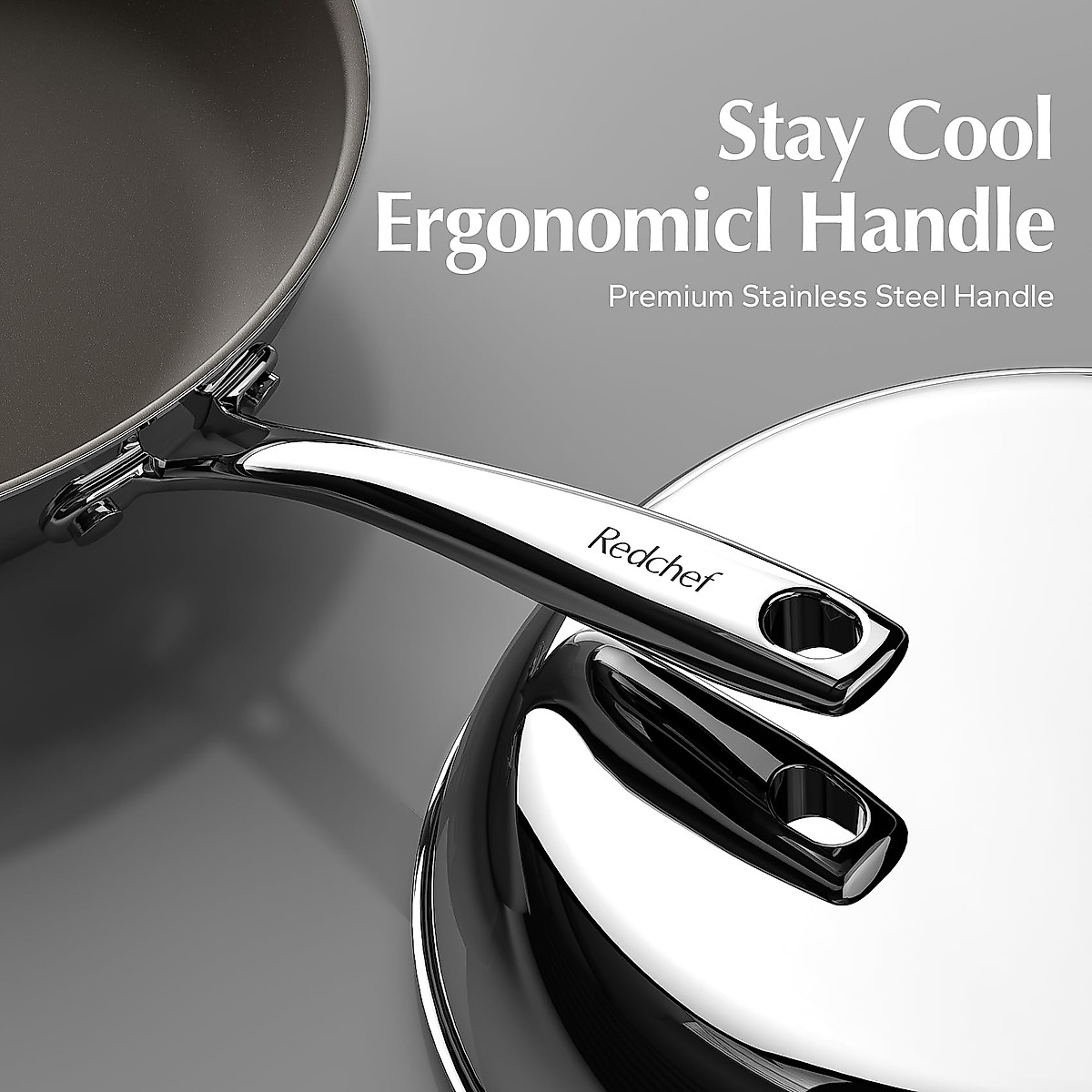 Redchef Nonstick Fry Pan, 11.5 Inch Ceramic Frying Pan, Non Stick Titanium Frying Pan, Stay-Cool Handle, Non Toxic, PFAS PFOA & PTFE Free, Dishwasher & Oven Safe, Compatible with All Cooktops