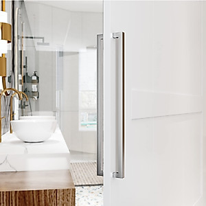 BARNSMITH 24 Inches Barn Door Push Pull Hande,Square Commercial Door Handle Pull Set, Grade-304 Stainless Steel Square Rectangular Shape Entrance Entry Front Handle for Office Store Garage