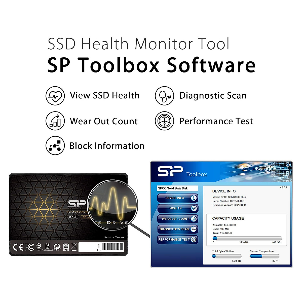 Silicon Power 1TB SSD 3D NAND A58 SLC Cache Performance Boost SATA III 2.5" 7mm (0.28") Internal Solid State Drive