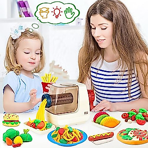 Play Dough Set Tools 28PCS Play Kitchen Creations Playdough Toys Noodle and Ice Cream Maker Playdough Sets for Kids Toddlers Ages 4-8 Girls Boys Birthday Holiday Gift (12PCS Dough Included)
