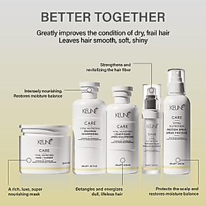 Keune Care Vital Nutrition Shampoo, Intense Nourishing & Moisturizing Cleanser for Dry or Damaged Hair, 10.1 Fl Oz