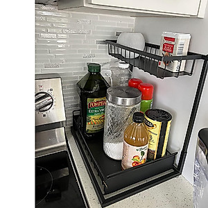 BOPART Under Sink Organizer & Storage for Bathroom Kitchen, Pull Out Cabinet Organizer, Metal Multi-Purpose Storage Shelf for Pantry