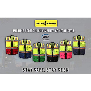 Shine Bright Safety Vest - High Visibility with Reflective Straps and Pockets – Premium, Soft, Durable, and Breathable – ANSI CLASS 2 (Size Large, Black)