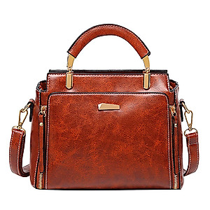 Mn&Sue Vintage SatchelHandbags for Women Shoulder Bag Work Tote Cross Body Messenger Bag (Brown)