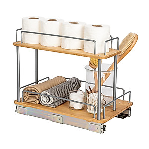 Household Essentials 1265B-1 Glidez Under Sink Sliding Organizer | Pull Out Cabinet Shelf | Wood | 11.5 Inches Wide