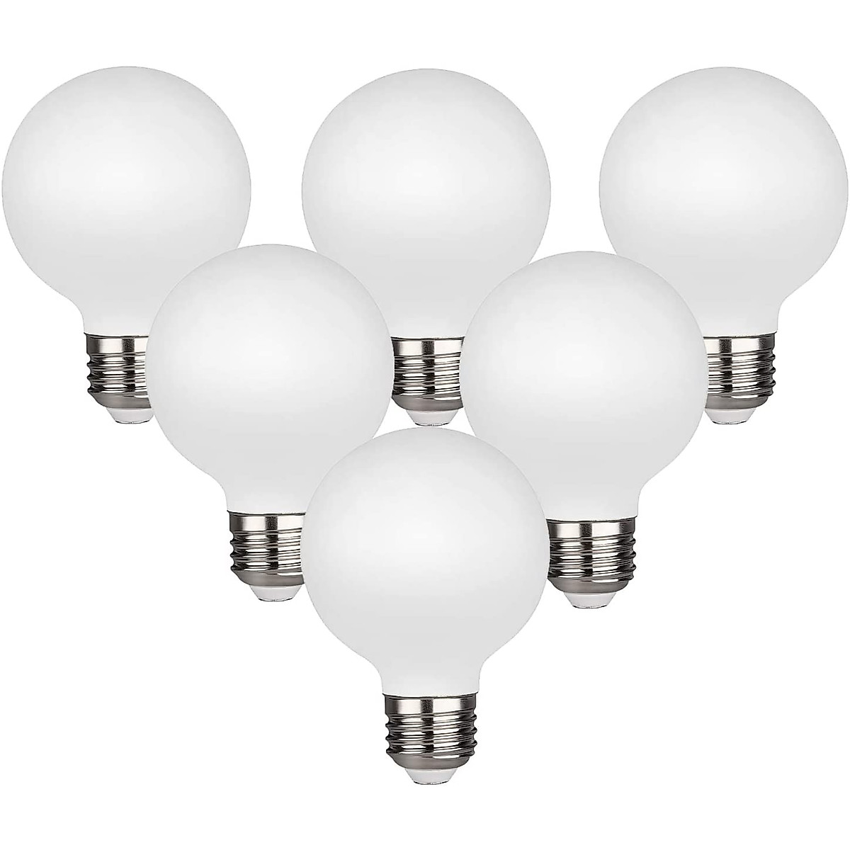 KGC LED Edison Globe Light Bulbs, Neutral White 4000K CRI 90, LED Filament Light Bulb, 5W Equivalent to 40W, G25(G80) Dimmable, Milky Glass, Bathroom Vanity Mirror Light, Pack of 6