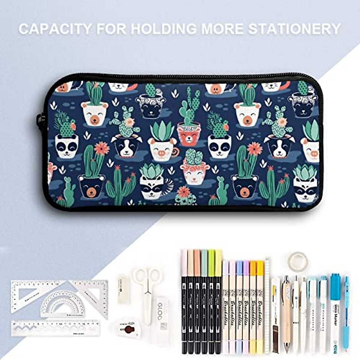 Cacti Succulents Cuddly Pots Pencil Case Stationery Pen Pouch Portable Makeup Storage Bag Organizer Gift