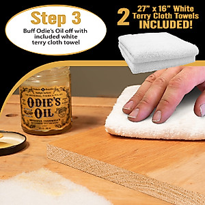 ODIE'S Oil Starter Kit Oil 9 Ounce Jar •10 Non-Woven White Applicator Pads •2 Terry Cloth Buffing Towels and 10 Wooden Stirring Sticks