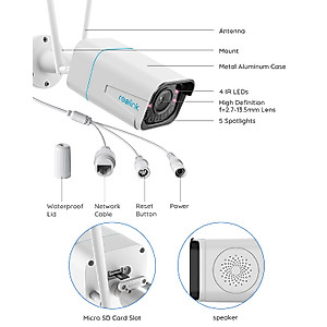 REOLINK RLC-511WA - 5MP Security Camera Outdoor with Spotlights, 5X Optical Zoom, Color Night Vision, Person/Vehicle Detection, 2.4/5 GHz WiFi Home Security Camera System, Supports Smart Playback