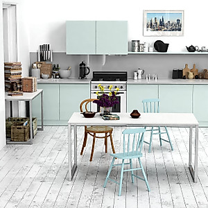 SHW Mission 55-Inch Home Office Computer Desk, White