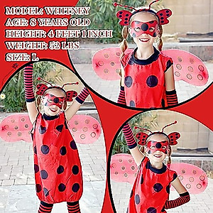 INNOCHEER Ladybug Costume for Girls 2-10, Halloween Costumes for Kids Girls Ladybug Costume Toddler with Accessories Toys