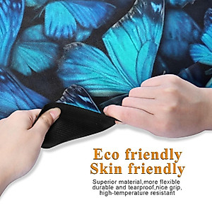 GOODOLD Blue Butterflies Yoga Mat, 71 x 26 Inch Non-slip Yoga Mats Folding Travel Exercise Mat Indoor Outdoor Gym Pilates with Storage Bag for Women Men