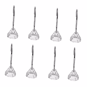 Alipis 12 Pcs Crystal Shower Curtain Hook Clear Hooks Shower Curtains Hooks Metal Shower Curtain Hooks Curtain Tieback Hooks Crystal Rods Curtains Hooks Bathroom Curtain Door Curtain Hook