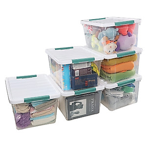 Utiao 6 Pack 35 Quart Clear Container Box, Large Storage Bins with Lids