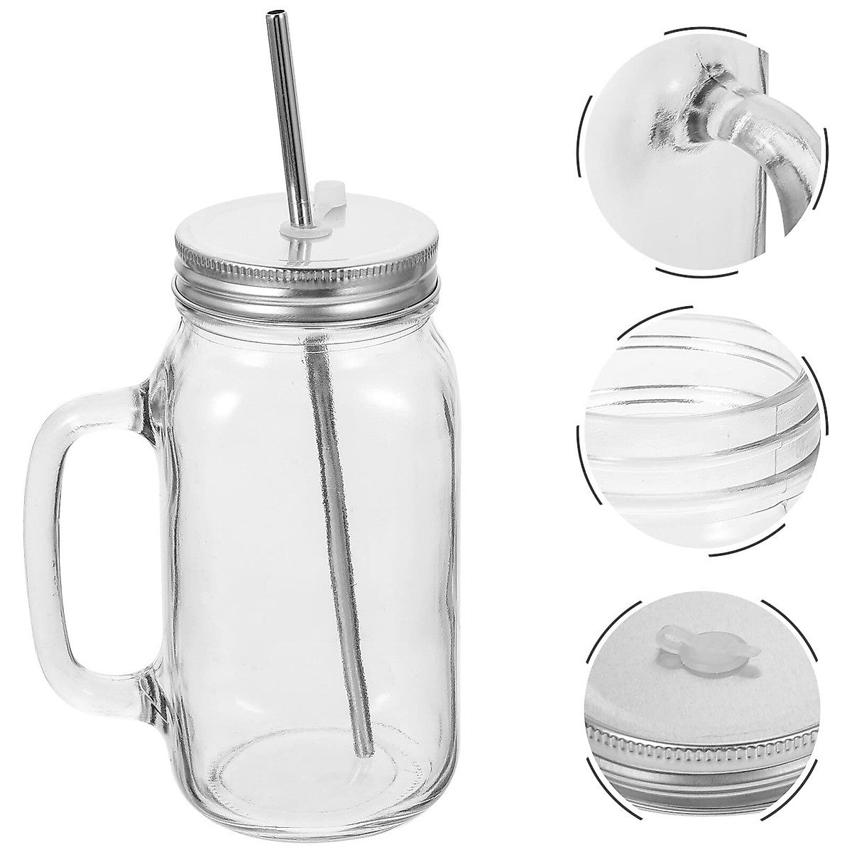 Luxshiny 1 Set Juice Glass Milk Tea Drinking Cup Covered Cup Coffee Cups Reusable Water Bottle with Handle Bottle Tumbler with Straw Cold Drink Cup Straw Mug Beverage Cup