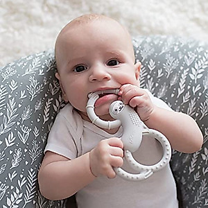 Dr. Brown's HappyPaci 100% Silicone Pacifier, Flexees Beaded Teether Rings, and Lovey Pacifier Holder & Teether Clip, Grey Sloth