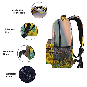 Horse Sunflowers Backpack Girl Backpacks for School Elementary Cute Bookbags for Girls 3rd 4th 5th Grade