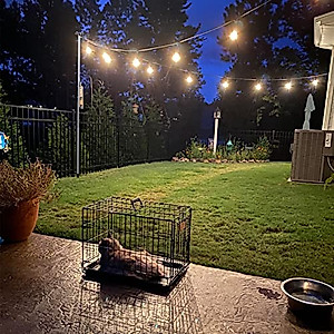 FLY HAWK Outdoor String Lights, String Light Terrace Garden Terrace Residential Cafe Wedding Decoration with 11 Feet Rust Bracket LED or Suspended Light Solar Bulb Upgrade (Stainless Steel)