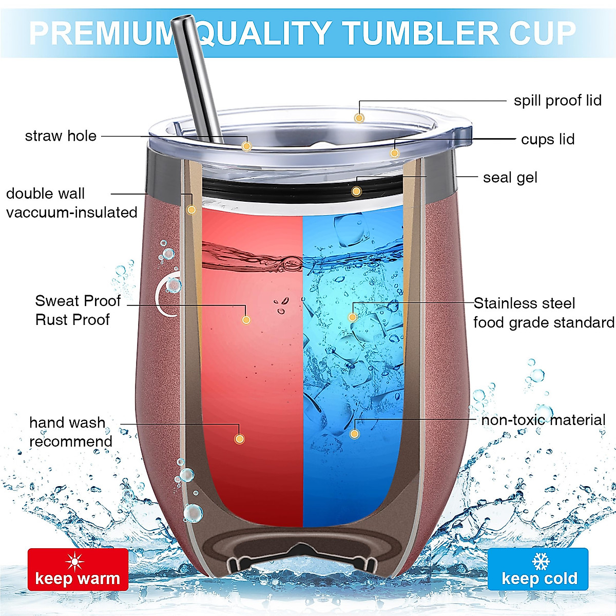 Thank You Gifts Thank You for Being Awesome Wine Tumbler Employee Appreciation Gifts Thank You Gift for Women Men Coworkers Friend Stainless Steel Insulated Tumbler with Straw (Warm Color, 16 Pcs)