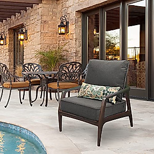 Aoodor 23” x 25.6” Patio Furniture Outdoor Deep Seat Single Chair Sofa Cushion Back Olefin Fabric Slipcover Sponge Foam - Charcoal Color Set of 2 (2 Back 2 Seater 2 Pillow )