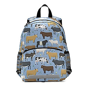 Glaphy Bulls Cows Farm Animal Backpack for Kids, Boys and Girls, Toddler Backpack for Daycare Travel School, Preschool Bookbag with Chest Strap