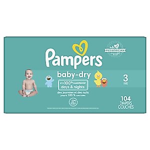 Pampers Baby Dry Diapers Size 3, 104 count - Disposable Diapers