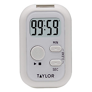 Taylor Multi-Alert (Sound, Light, Vibration) Digital Timer, Standard, White