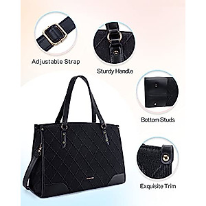 Missnine Tote Bag for Women Denim Teacher Bag Casual Work Bags 15.6 inch Shoulder Bag for Office Business
