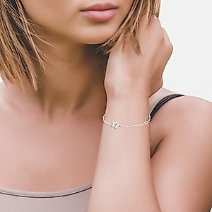 Sofia Milani - Solid 925 Sterling Silver Bracelet for Women - with Zirconia Stone - Star Pendant - B0266